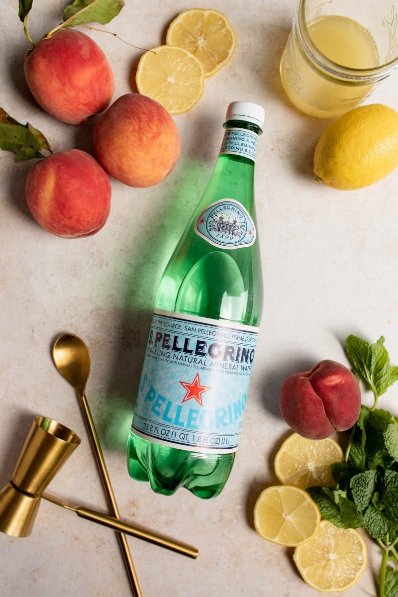 Lemon Peach Sparkling Mocktail - The Bold Appetite