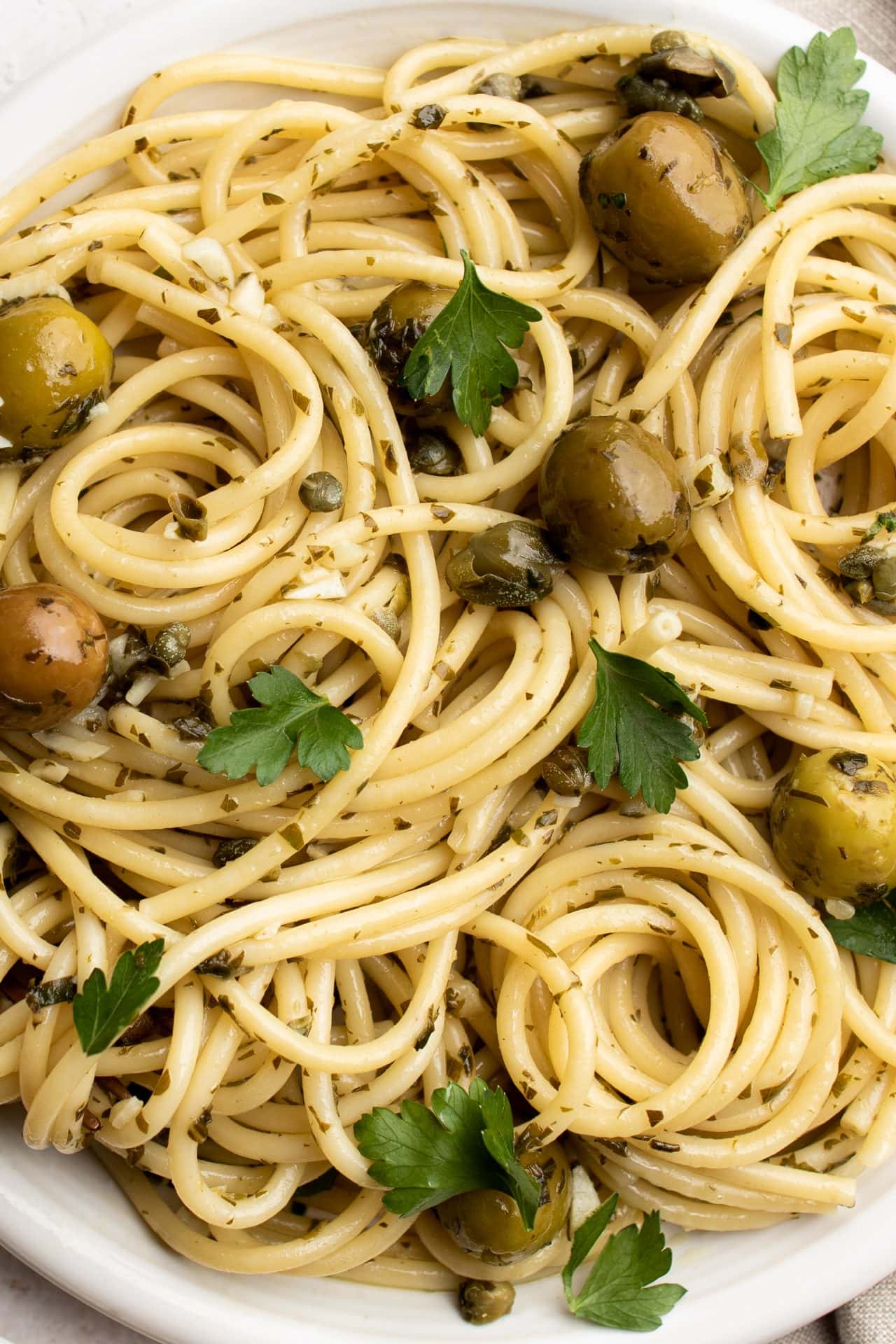 Herby Green Olive Pasta - The Bold Appetite