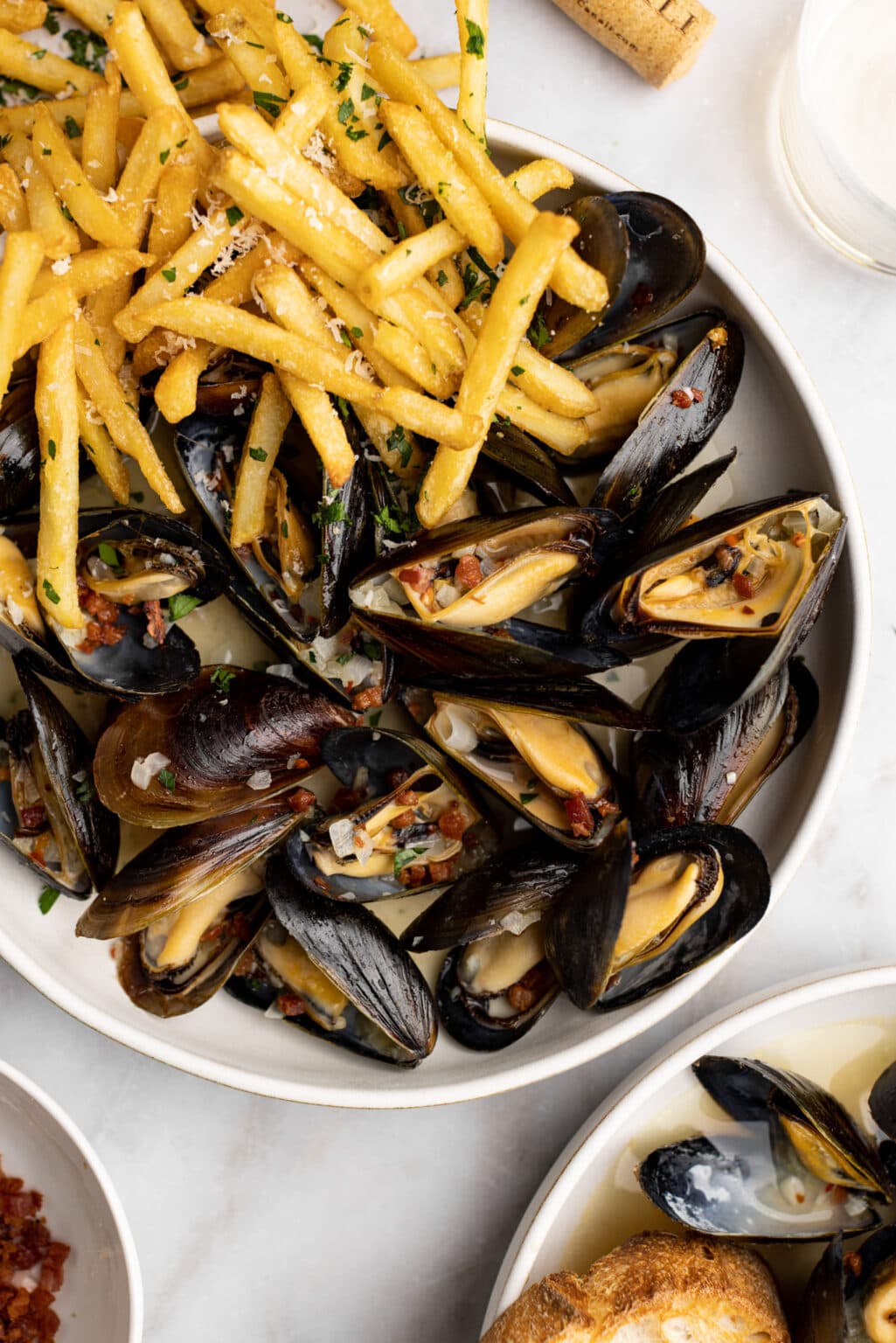 Moules Frites (Mussels in White Wine and Pancetta) - The Bold Appetite